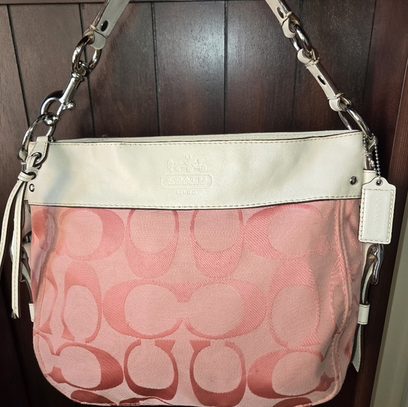 Coach | Bags | Coach Signature Series Pink And Cream Hobo Bag | Poshmark